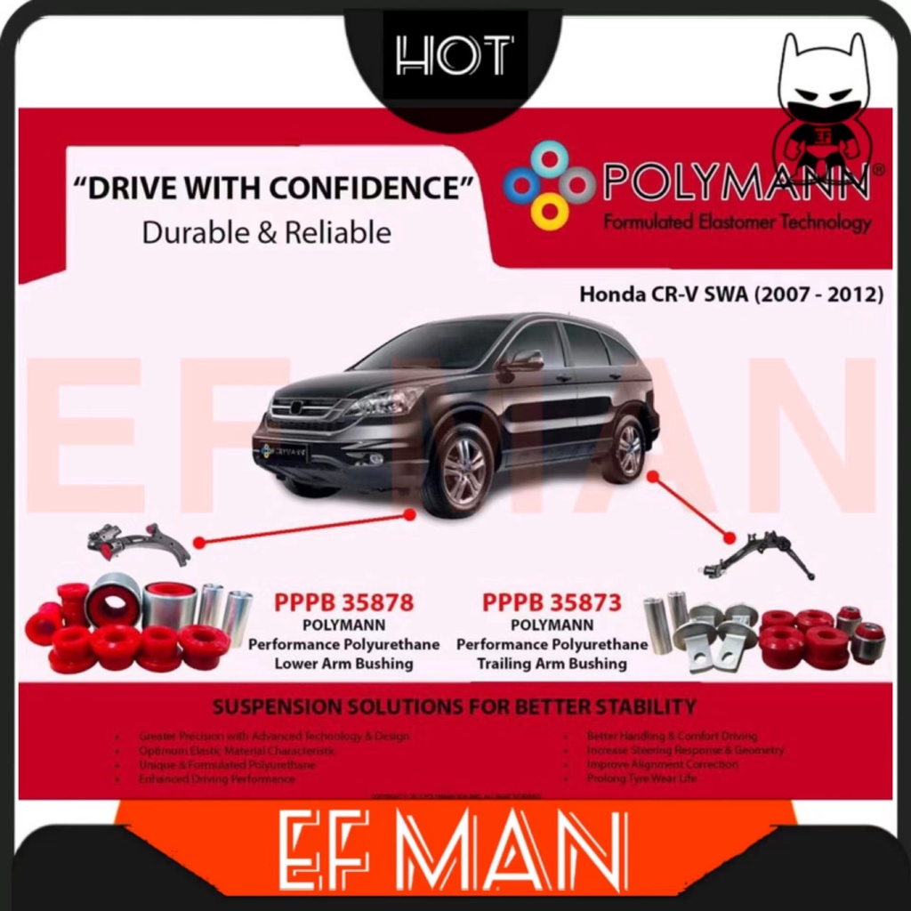Polymann Bush Honda CRV SWA 2007-2012 Lower Arm Trailing Arm ...