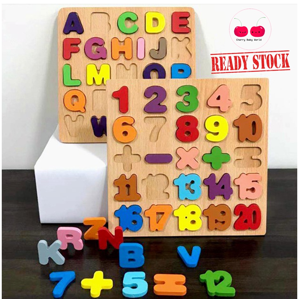 Wooden 3D Alphabet Number Matching Puzzle Board Early Learning ...