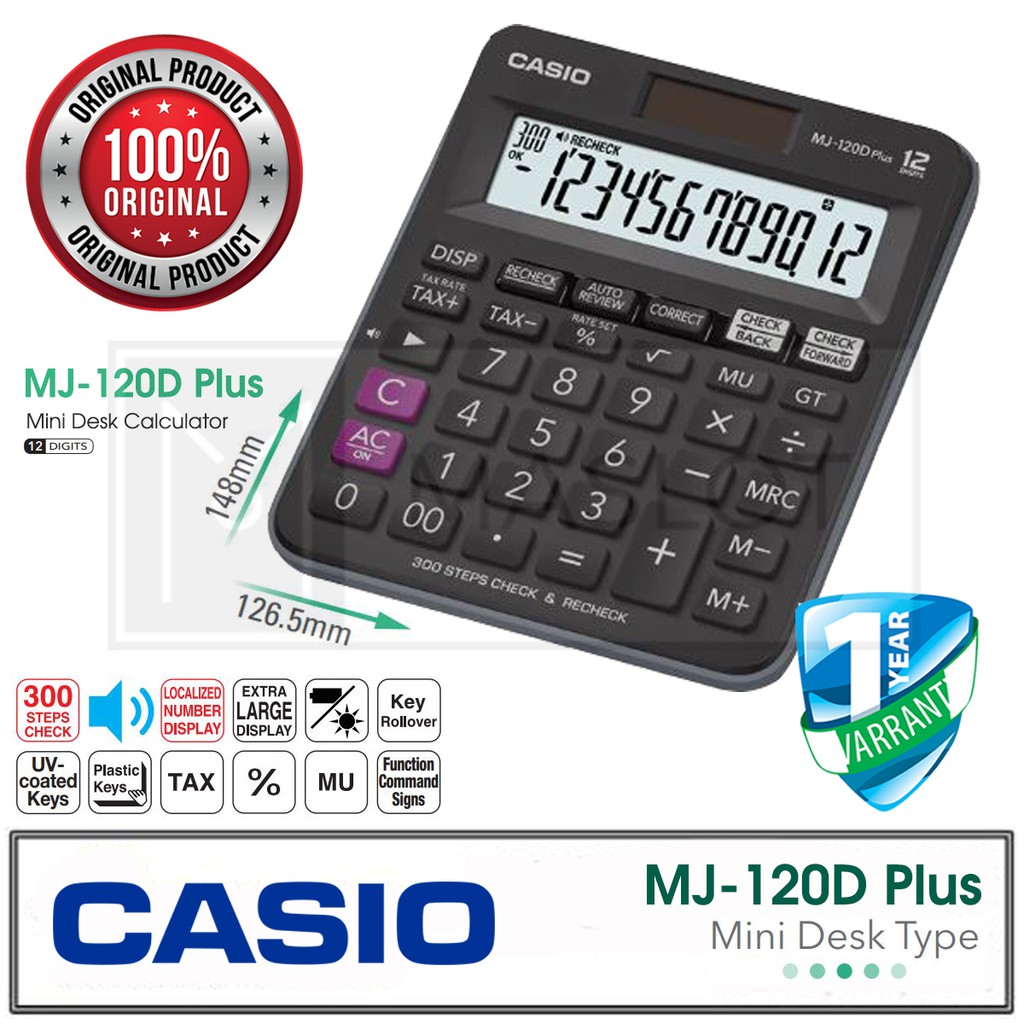 Casio MJ-120D Plus Check & Recheck Calculator (100% Original - Ready ...