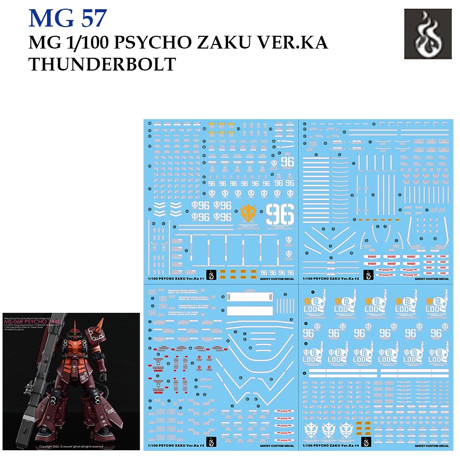 [COPY GHOST] MG57 MG 1/100 PSYCHO ZAKU VER KA THUNDERBOLT GUNDAM WATER ...