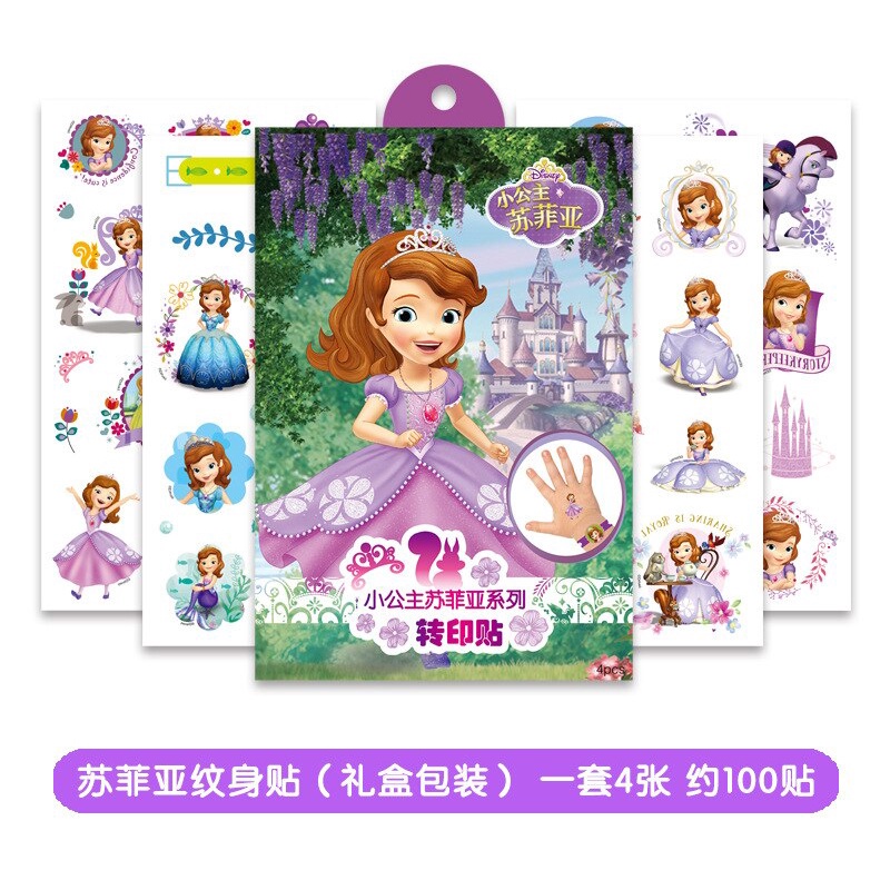 100Pcs/4 sheet frozen girls Cartoons Temporary Tattoo Body Art Flash ...