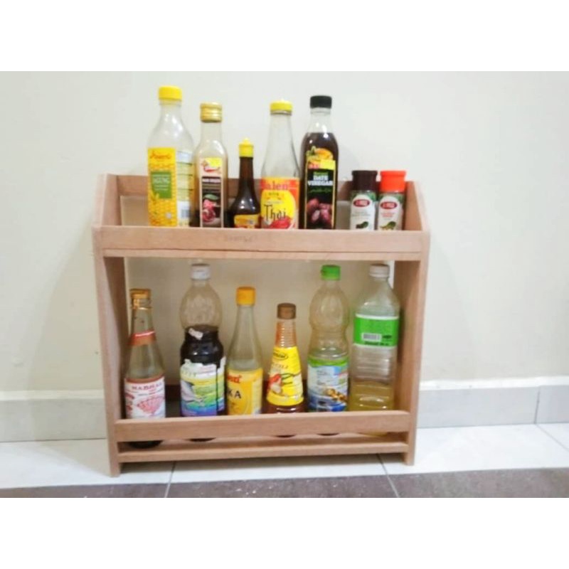 RAK BOTOL / RAK KAYU SERBAGUNA / RAK BOTOL KAYU / KITCHEN RACK | Shopee ...