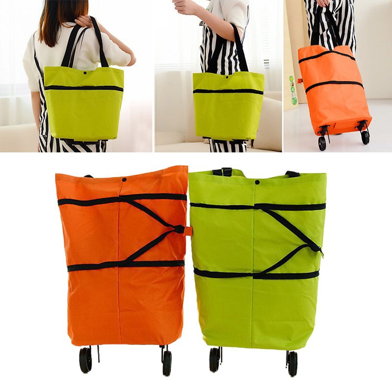 Realeos Foldable Shopping Trolley Nylon Bag Storage Expandable Wheels ...