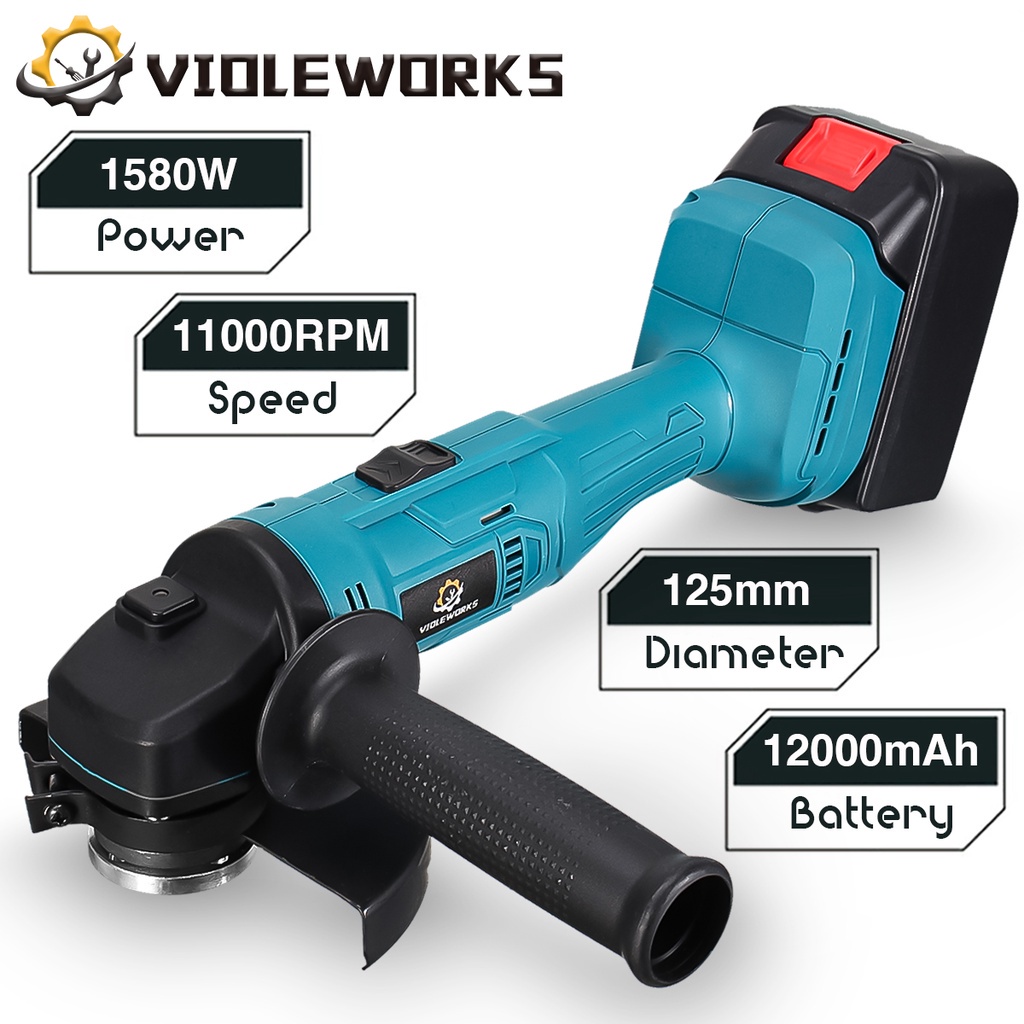 Cordless Angle Grinder 11000rpm Li Battery Electric Polishing Cutting ...