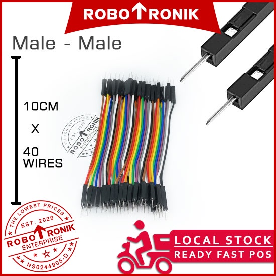 Male To Male | Jumper Wire Cable 40-Wires M-M - 10cm / 20cm / 30cm for ...