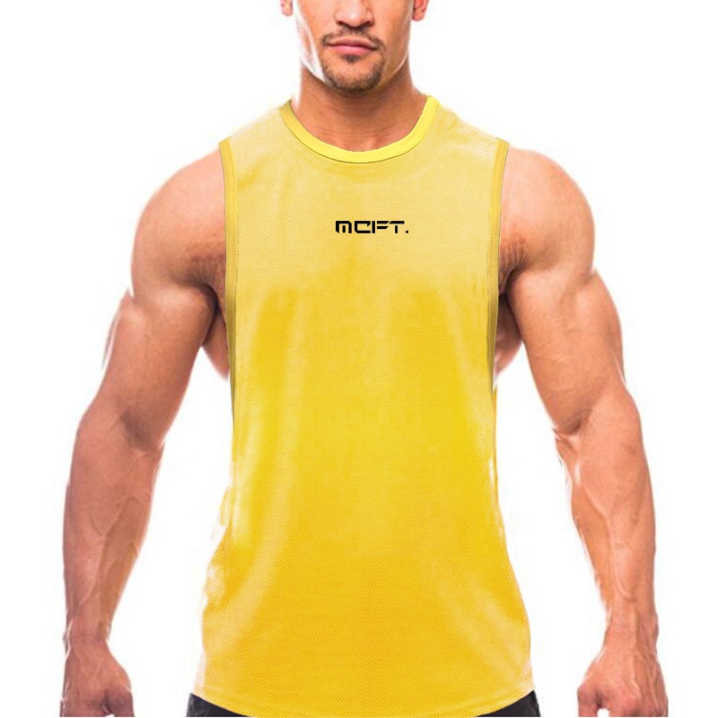 Men's New Mesh Workout Gym Fitness Running Men Stringer Singlet Tank ...