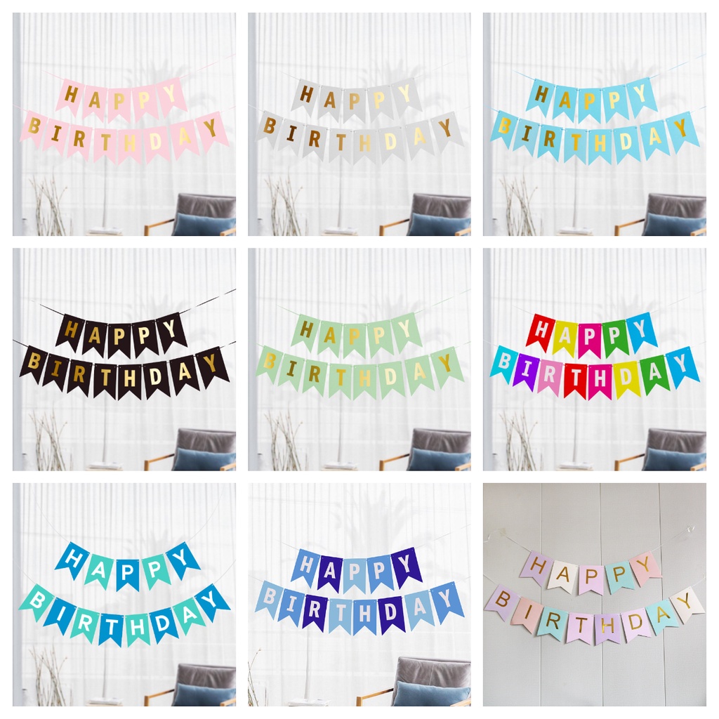[Ready Stock] Colourful Happy Birthday Flag Banner Pennant Party ...