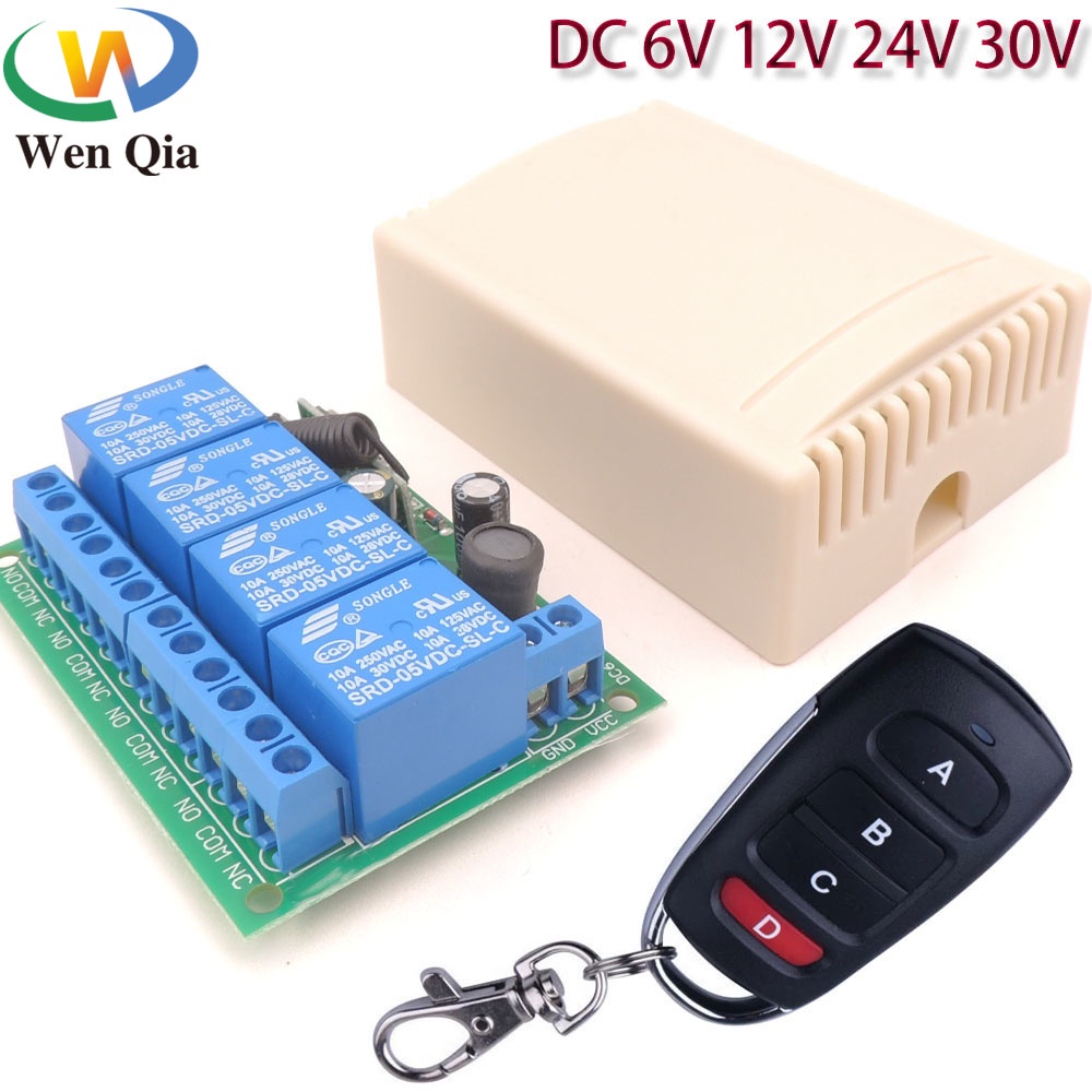 Universal Remote Control 433MHz RF Wireless Switch DC 6V 12V 24V 30V 4Ch Relay Receiver and ...