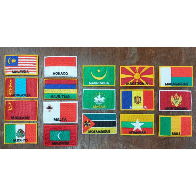 Iron On Embroidery Country Flag (Bendera Huruf M) ready stock. | Shopee ...
