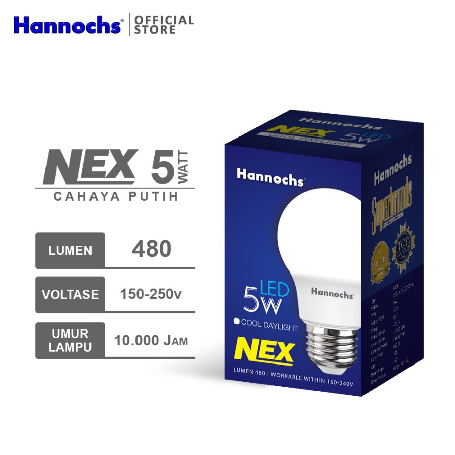 CAHAYA PUTIH Hannochs NEX LED Bulb 5W White Light | Shopee Malaysia