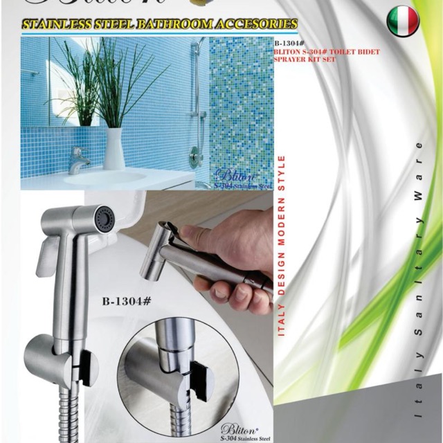 BLINTON S-304# Tollet Bidet Sprayer Kit Set ( 100% STAINLESS STEEL ...