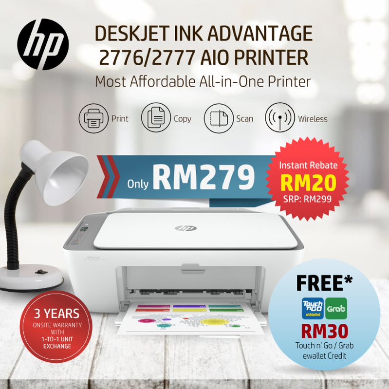 HP Deskjet Ink Advantage 2776 / 2777 All In One Printer *Online Redeem ...