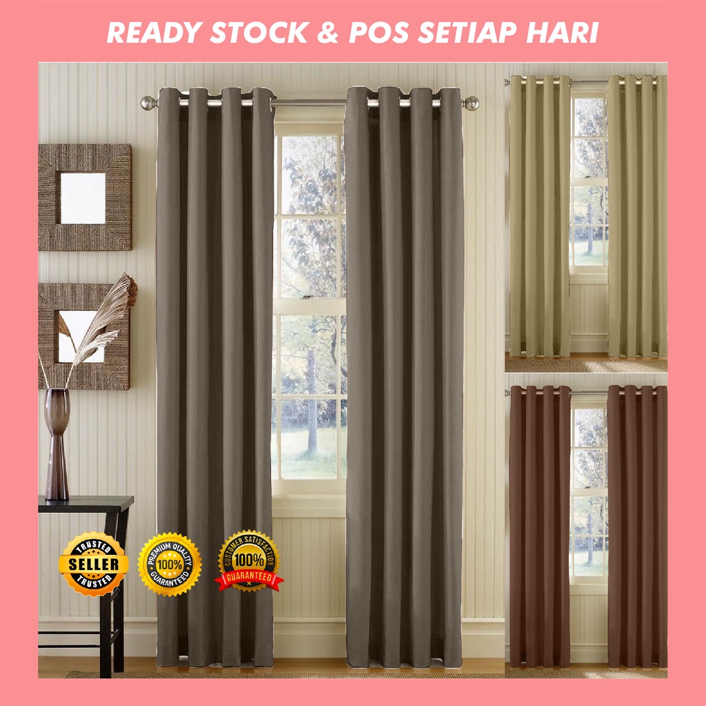 LANGSIR RUANG TAMU BILIK/CURTAIN FULLY BLACKOUT RING EYELET SLIDING ...