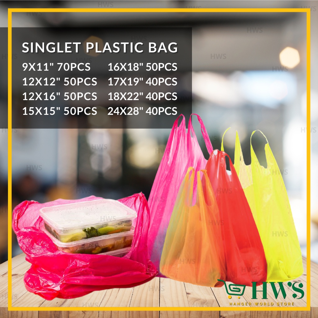 HWS SINGLET PLASTIC BAG 9X11", 12X12", 12X16", 15X15", 16X18", 17X19 ...