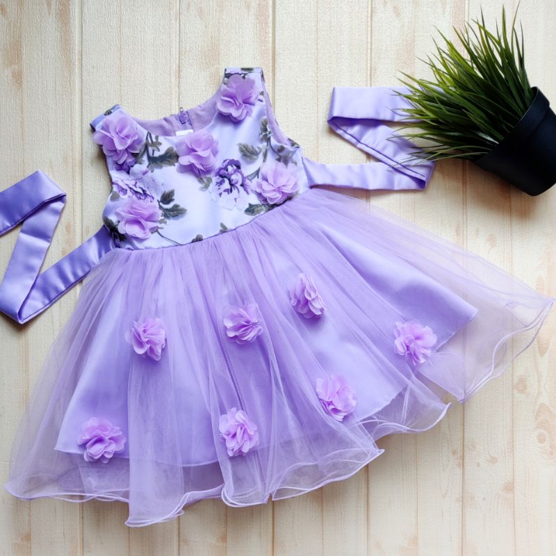 {READY STOCK} 3D Flowers Elegant Baby Gown Princess Gaun Baby Newborn ...