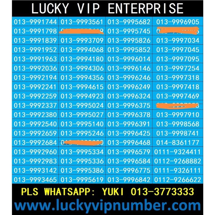 VIP Number, VIP Mobile Phone Number, Silver Number Series 013-999xxxx ...