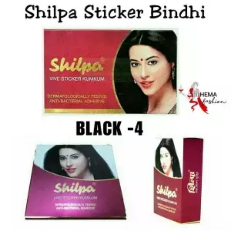 Shilpa round plain colour pottu black 4(box) | Shopee Malaysia