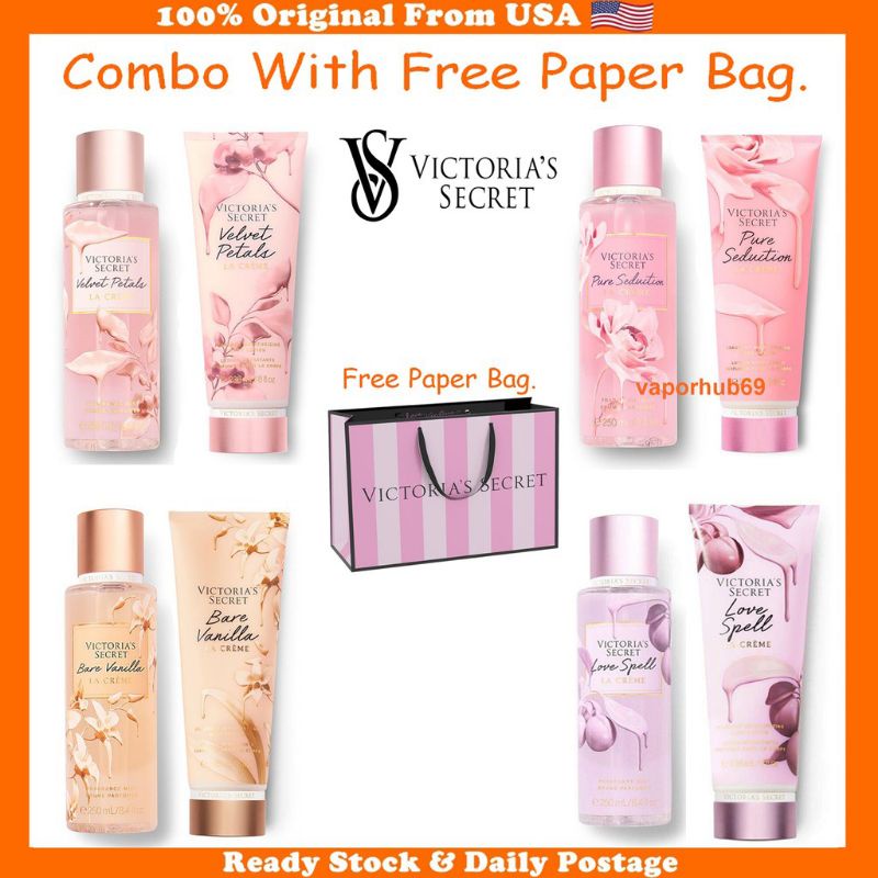 [Combo 3in1] ️Victoria's Secret ️ La Creme Series Mist + Lotion + Paper ...