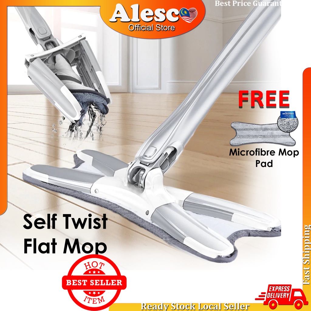 X Shape Hand Free Lazy Mop Hand Free Self-Twisting Flat Mop with ...