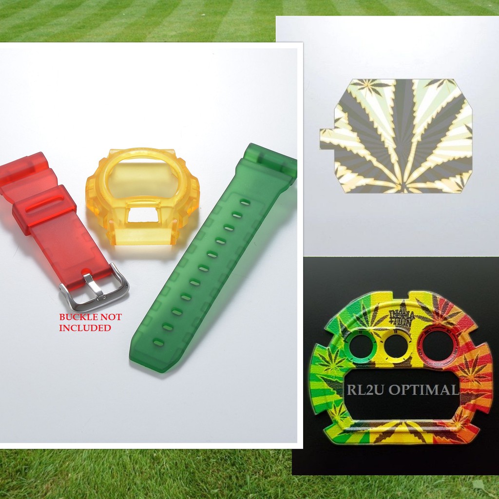 [RL2U] DW-6900 Matte Rasta Band and Bezel with faceplate and backlight ...