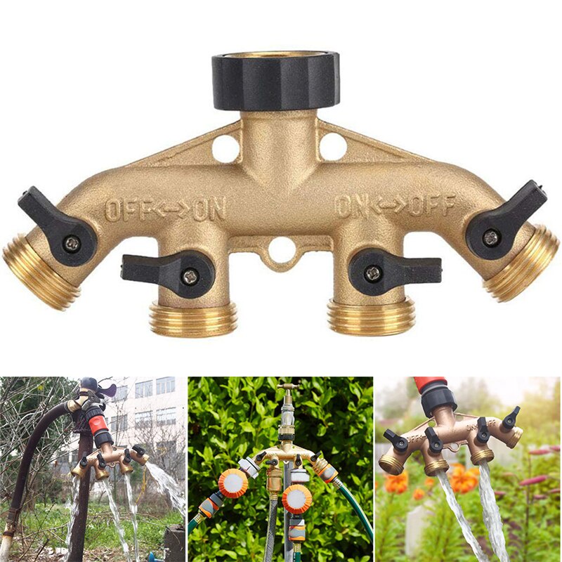 3/4inch Brass 1 To 4 Way Adaptor Multi Hose Connector Water Splitter ...