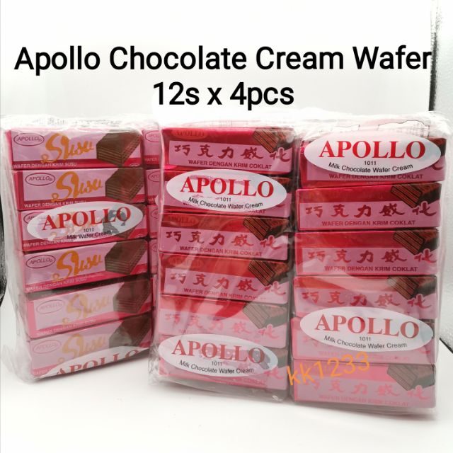 (Pack) Apollo Milk Chocolate Cream Wafer 12s x 4pcs | Shopee Malaysia