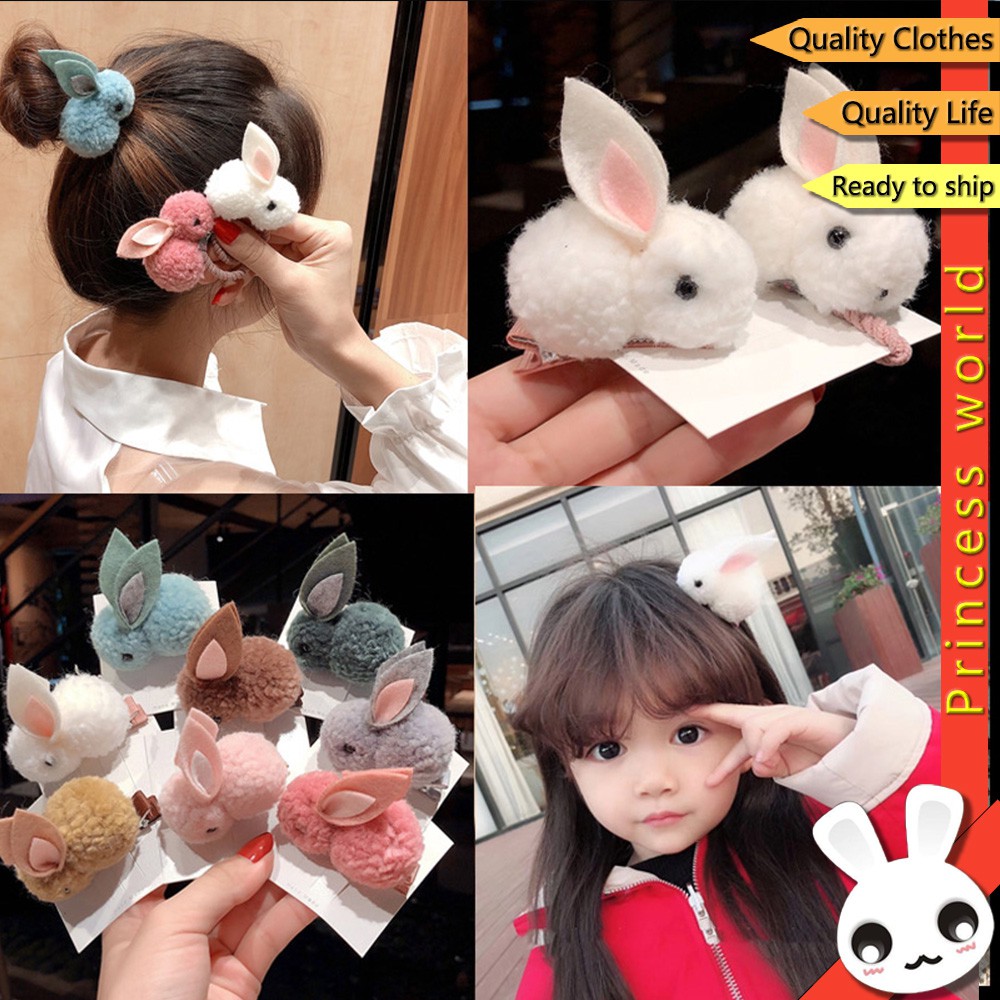 Children Plush Rabbit Hairpin Little Princess Does Not Hurt Hair Side ...