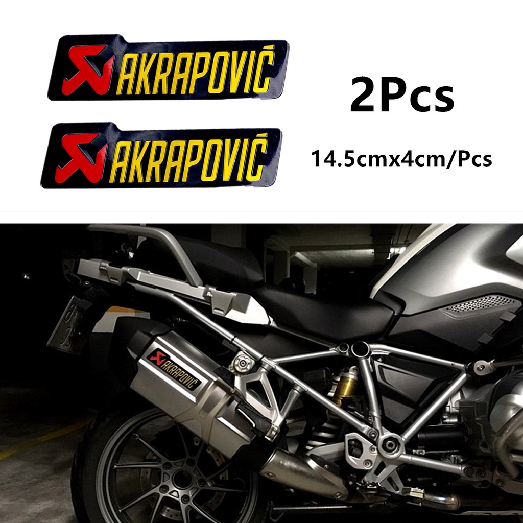 2Pcs Motorcycle Exhaust Pipe Stickers Aluminum 3D Heat-resistant Decals ...
