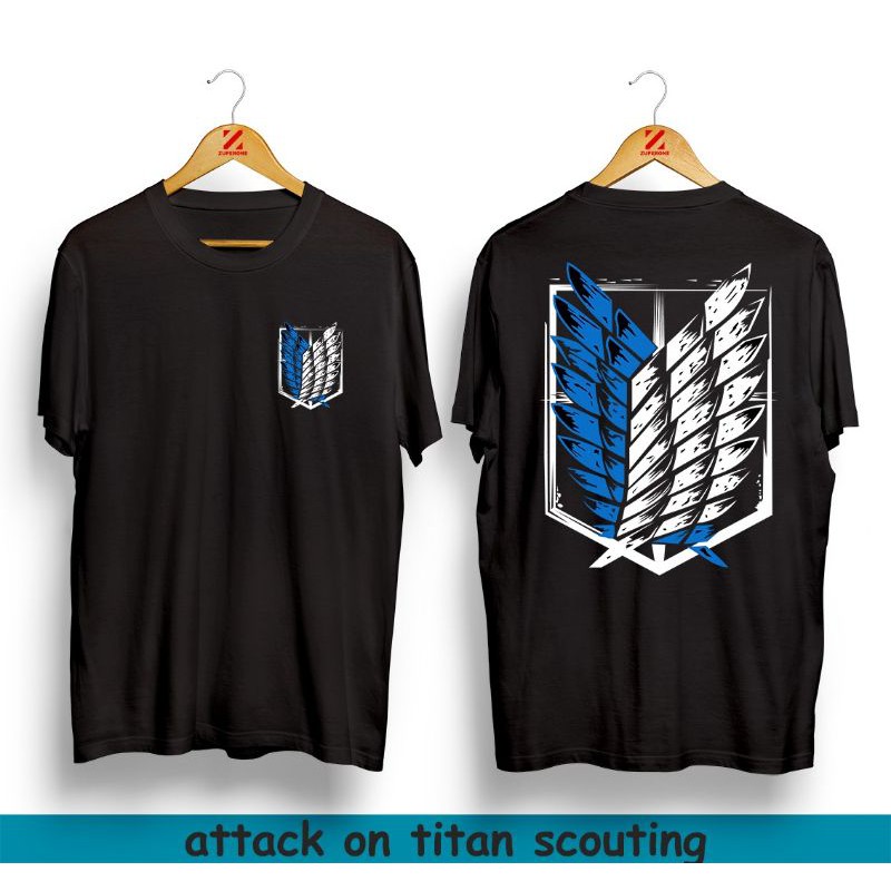 ANIME ATTACK ON TITAN SCOUT LEGION BLUE WINGS LOGO T-SHIRT / SHIBGEKI ...