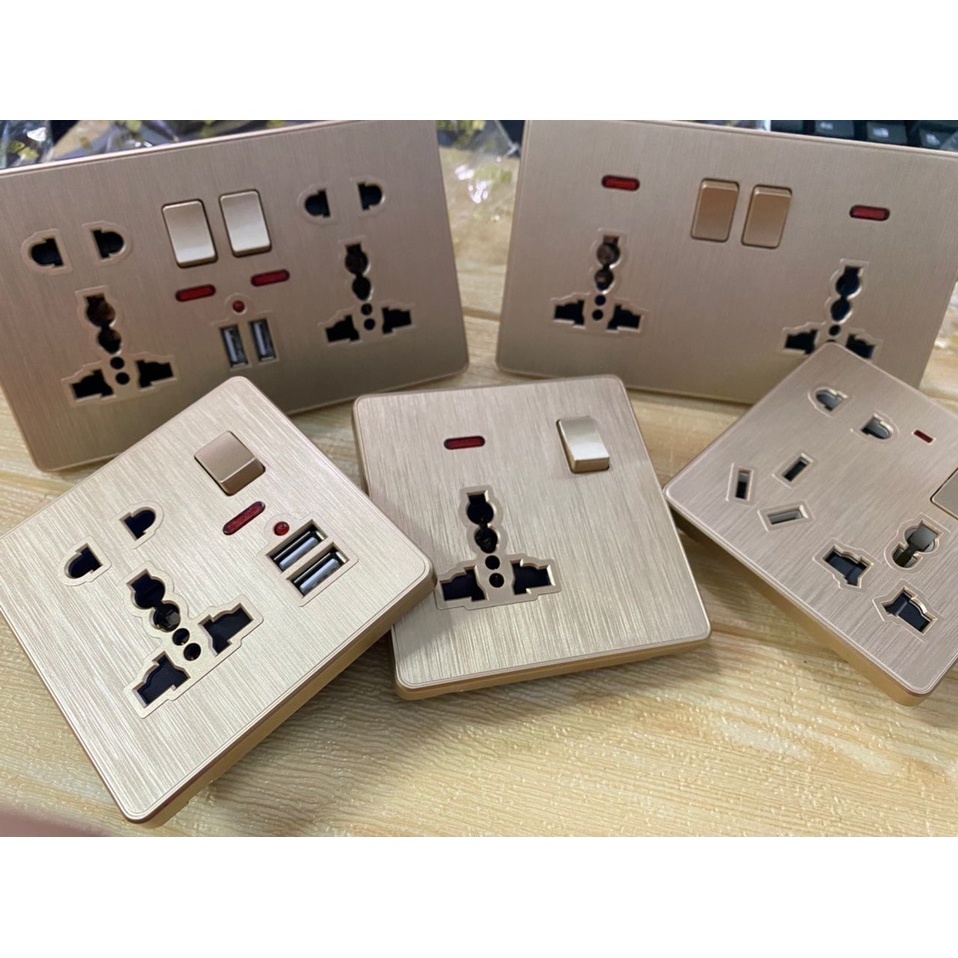 golden 】MY 13a 3pin 5pin 8 suis soket PLUG SOCKET Switch socket USB ...