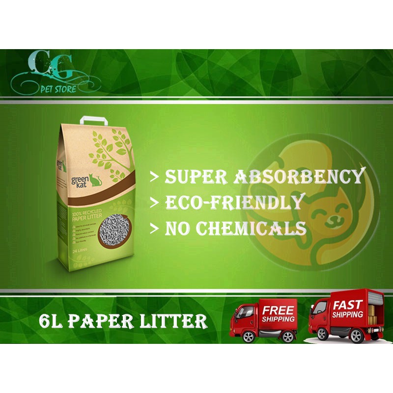 Green Kat 100% Recycled Paper Cat Litter 6L / Pasir Kucing Kertas ...