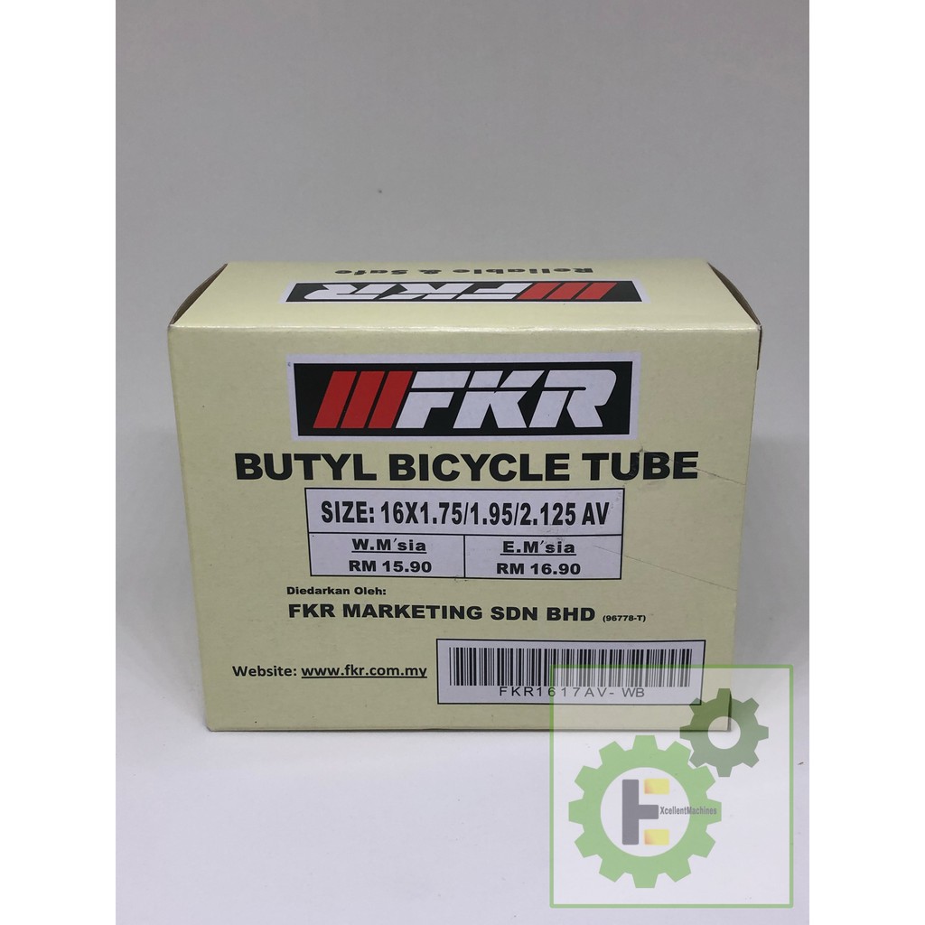 FKR Butyl Bicycle Inner Tube / Tiub Basikal - 16" x 1.75 / 1.95 / 2.125 ...