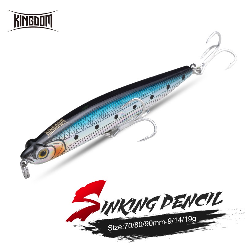 Kingdom Slow Sinking Pencil Fishing Lures (14g x 80mm/19g x 95mm) 7504 ...