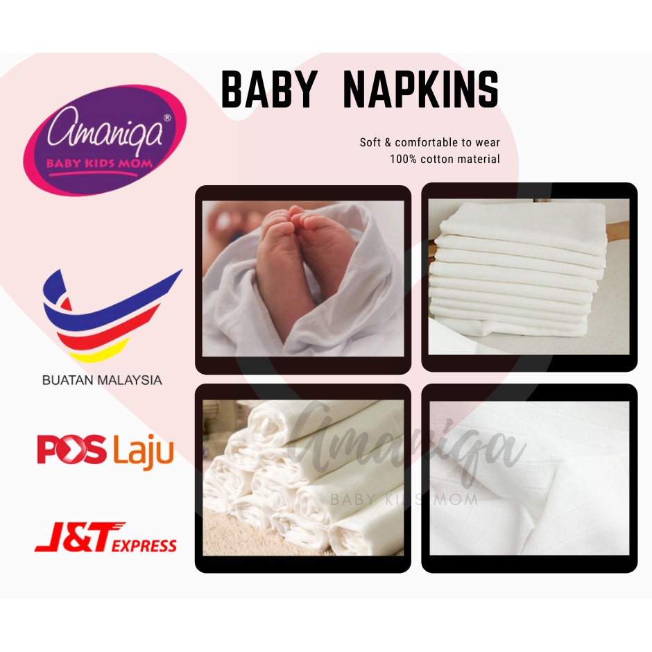 💥 HOT ITEM 💥Baby Napkins / Lampin Bayi cotton newborn napkin | Shopee ...