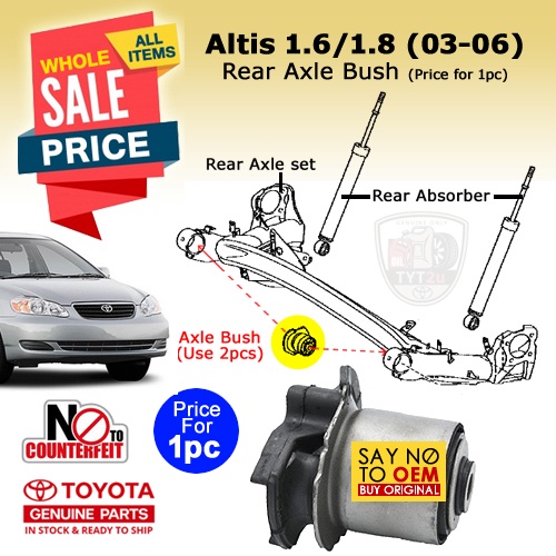 Altis 1.6/1.8 (2001-12) Rear Axle Bush ZZE121 ZZE122 ZZE141 ZZE142 ...