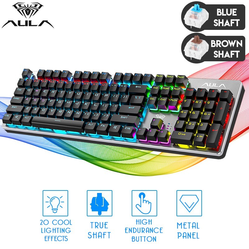 AULA F2068 USB Wired Mechanical Gaming Keyboard Anti-Ghosting Without ...