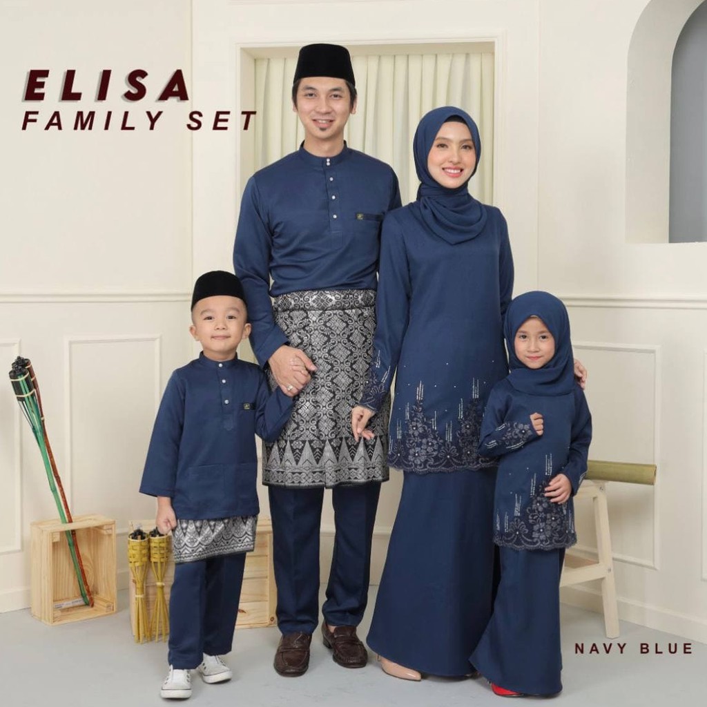 Set Family Kurung Moden Elisa「 Warna Navy Blue」Sedondon Set Keluarga ...