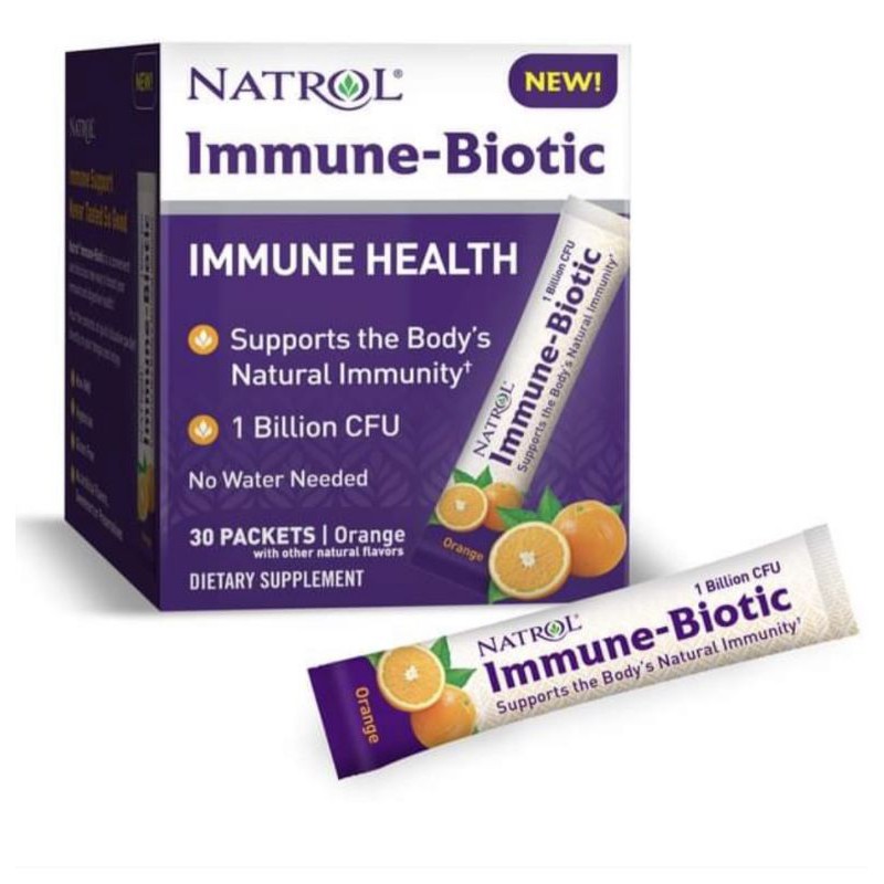 Natrol Immune Biotic Stick Pack Prebiotic and Probiotic Orange Flavor ...