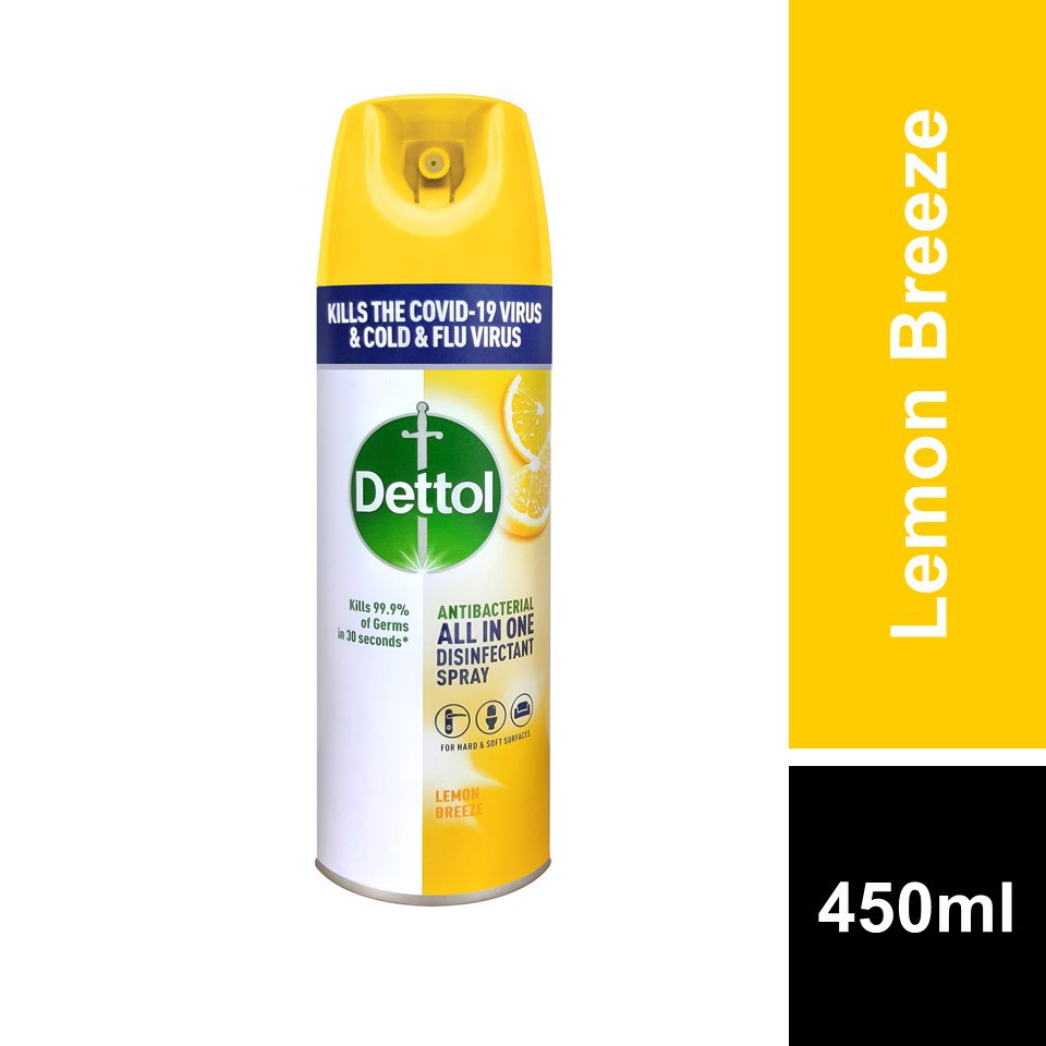 DETTOL DISINFECTANT SPRAY LEMON BREEZE 450ML COVID 19 PEMBASMI KUMAN ...