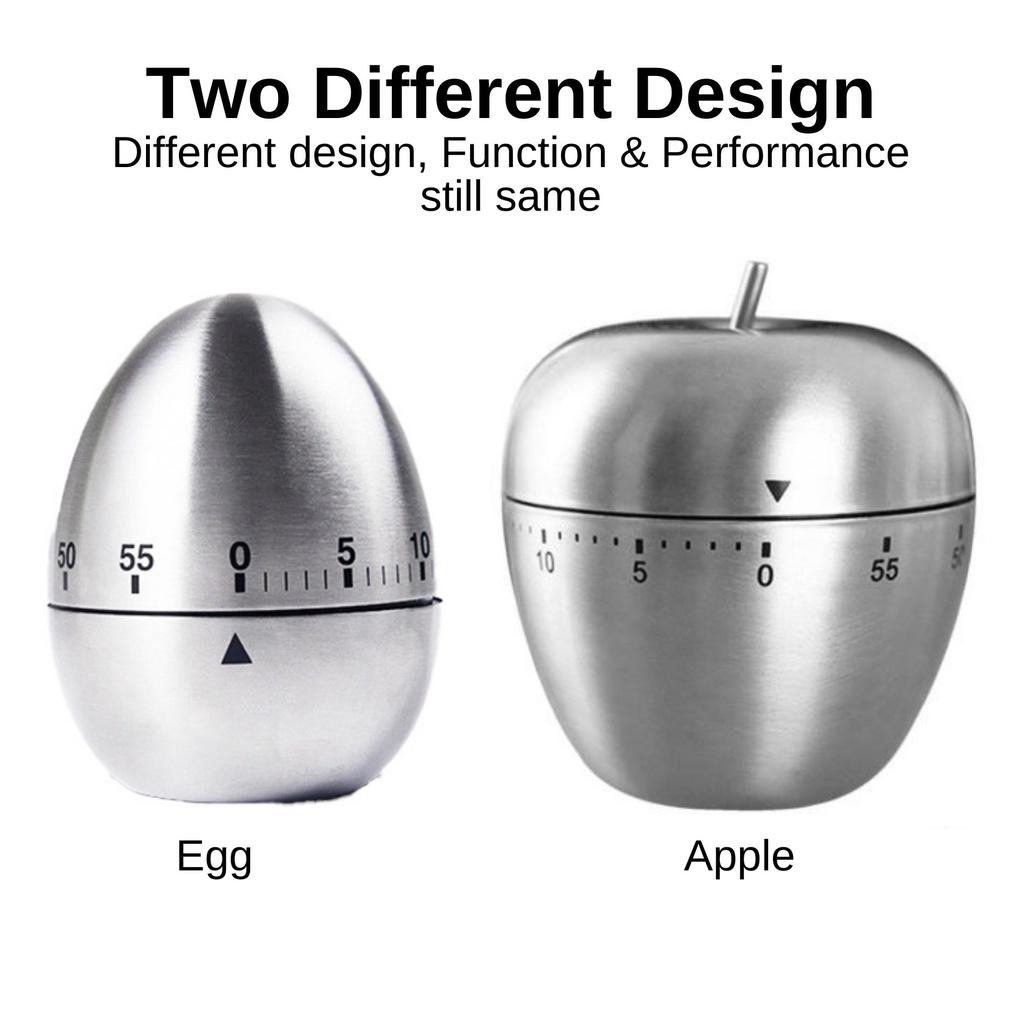 Apple / Egg Stainless Steel Kitchen Timer Metal Mechanica 60 Min ...