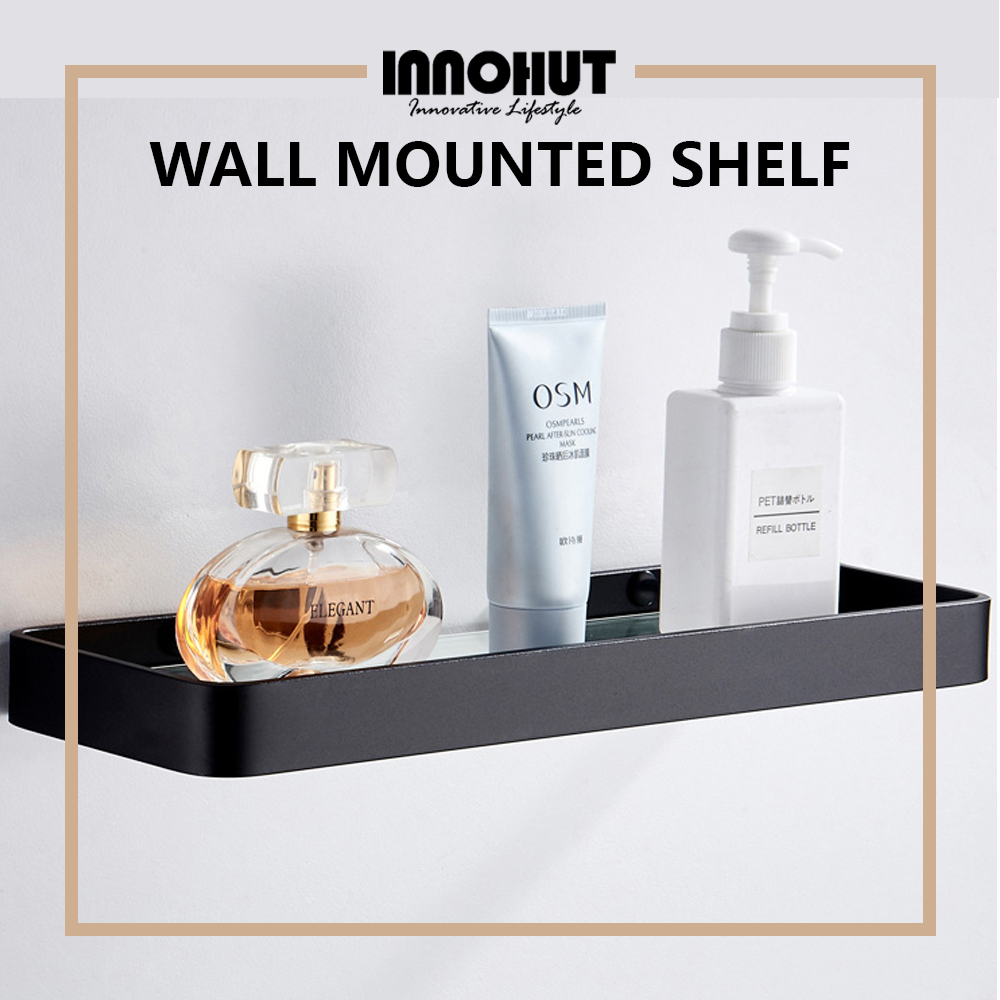 Innohut Wall Mounted Aluminium Bathroom Tempered Glass Shelf Soap ...