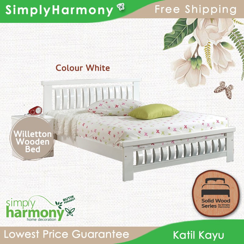 SHSB Willetton Queen Size Solid Wood Bed / Katil Kayu / Wooden Pull Out ...