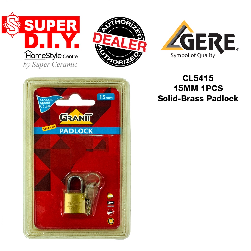 GERE CL54 15mm Solid Brass Padlock (1 Pcs/2 Pcs) | Shopee Malaysia
