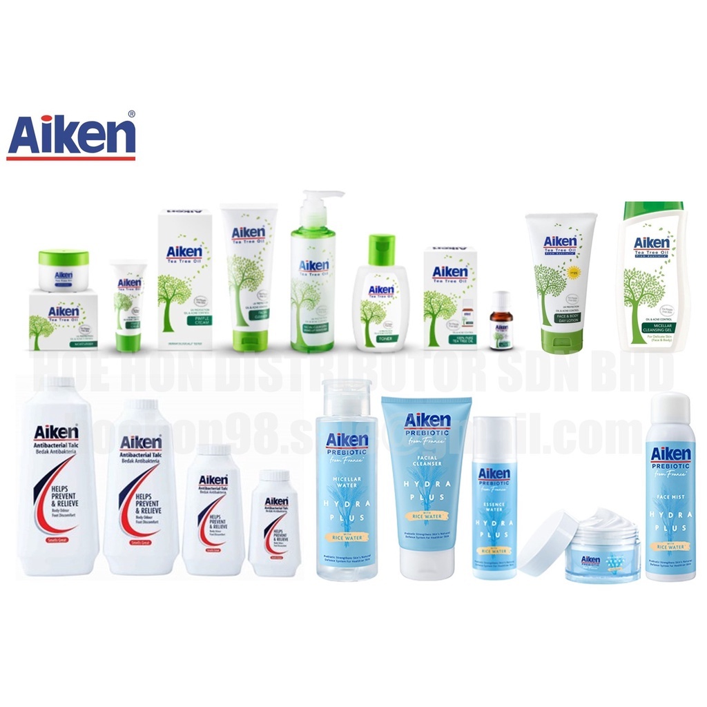 Aiken Tea Tree Oil Prebiotic Facial Cleanser Moisturiser Pimple Cream ...