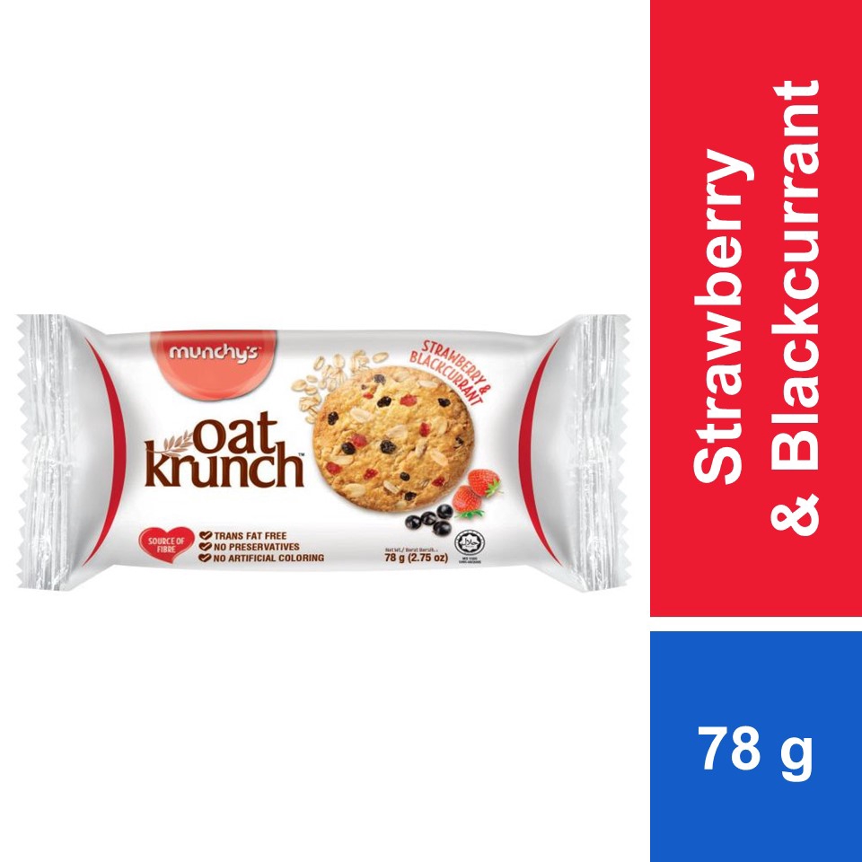 Munchy's Oat Krunch Biscuit Strawberry & Blackcurrant (78g) | Shopee ...