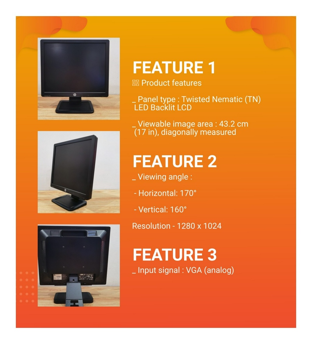 Monitor HP ProDisplay P17A 17-inch LED Backlit Resolution - 1280 x 1024 ...