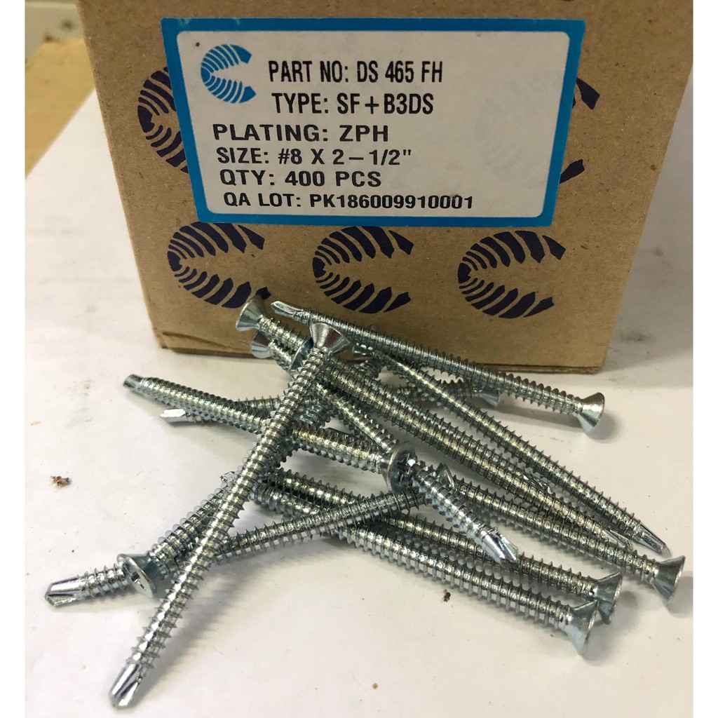 [1000 pcs/box] #8 x 2 1/2" CSK Self Drilling Screws 4.2mm Zinc Coated ...