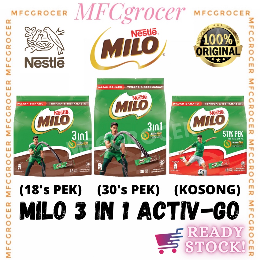 NESTLE MILO ACTIVE-GO (3 In 1 Original 14's / Kosong 14 Stick) | Shopee ...