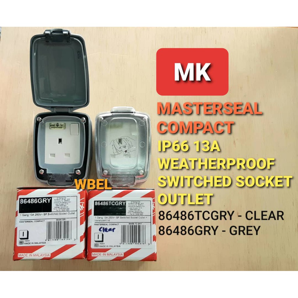 MK MASTERSEAL COMPACT IP66 13A WEATHERPROOF SWITCHED SOCKET OUTLET ...