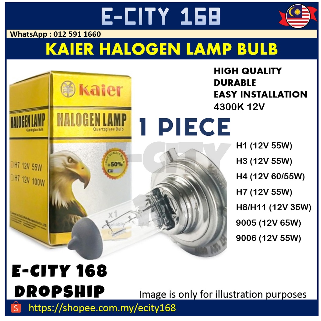 Kaier Halogen Bulb H1 H3 H4 H7 H8 H11 HB3 HB4 | Lampu Kereta Mentol ...